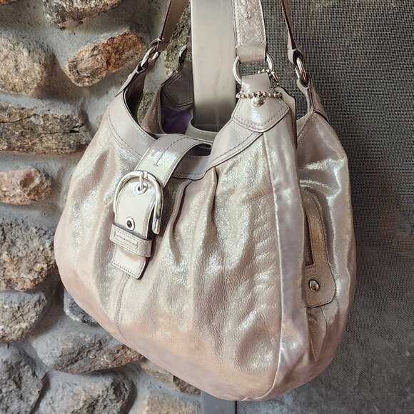 Coach | Bags | Coach A176f1575 Lynne Champagne Gold Metallic Hobo ...